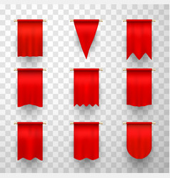 Blank white and red mock up pennants flags Vector Image