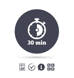 Timer sign icon 30 minutes stopwatch symbol Vector Image