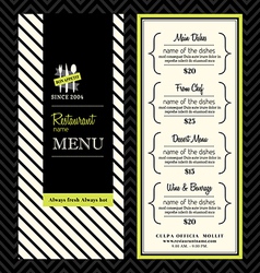 Black and White Restaurant Menu Design Template Vector Image