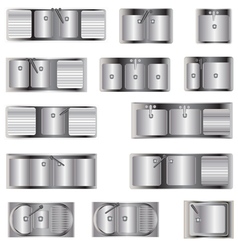 Kitchen equipment Refrigerators top view set 6 Vector Image