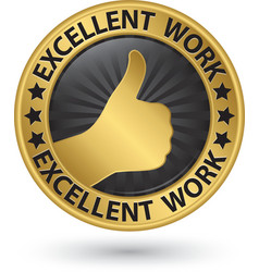 Great job golden thank you label with thumb up Vector Image