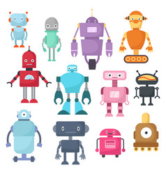 Cartoon strong robot and colorful Royalty Free Vector Image
