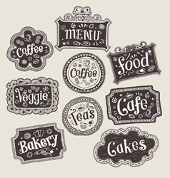 Coffee tea and cakes labels Royalty Free Vector Image - VectorStock