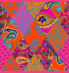 Patchwork pattern with paisley ornament patterns Vector Image