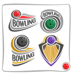 Retro Bowling Alley logos Royalty Free Vector Image