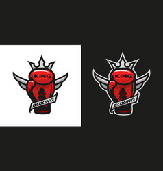 Set of monochrome boxing club emblems on white Vector Image