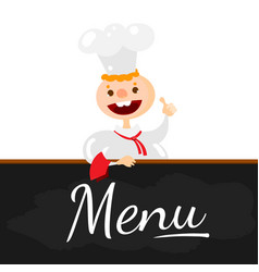 Cartoon chef with blank menu Royalty Free Vector Image - VectorStock