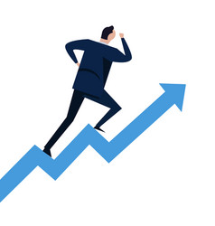 Chart going up cartoon character bring flags Vector Image