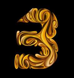 Golden alphabet and numbers with peonies isolated Vector Image