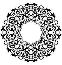 Black circle frame with ornamental border Vector Image