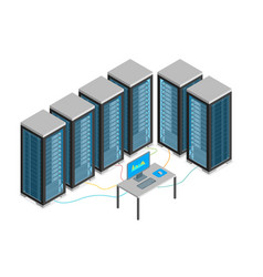 Interior server room isometric view Royalty Free Vector