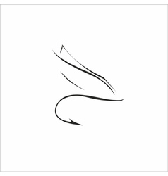 Fly-fishing on white background Royalty Free Vector Image