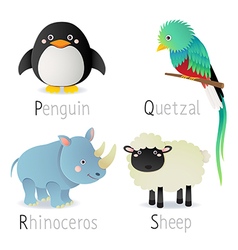 Animal alphabet q r s and t Royalty Free Vector Image