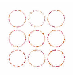 Cute black circle arrow border patterns set Vector Image