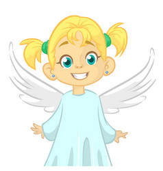Beautiful Angel with Wings Flying over Child Vector Image