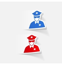 Policeman stickers and badges set with police car Vector Image