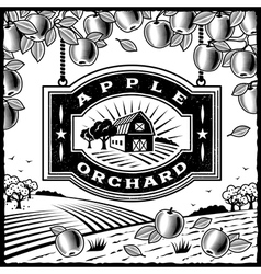 Apple harvest black and white Royalty Free Vector Image
