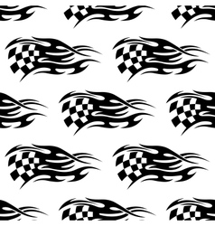 Checkered flag with black flames Royalty Free Vector Image