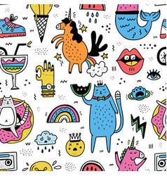Sticker pack or patches seamless pattern Vector Image