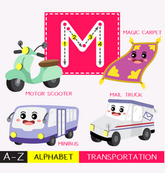 Letter m tracing minibus Royalty Free Vector Image