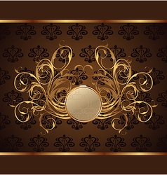Gold invitation frame with heraldic crown Vector Image