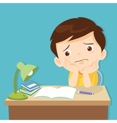 Boy forget to do homework before school starts Vector Image