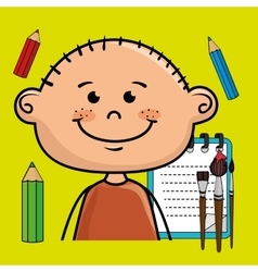 Cute boy cartoon writing on a book Royalty Free Vector Image - VectorStock