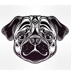 Pug outline drawing Royalty Free Vector Image - VectorStock
