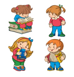Cartoon children are learning Royalty Free Vector Image