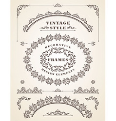 Set of retro vintage frames and borders Royalty Free Vector