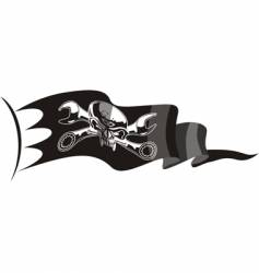 Metal jolly roger in flame Royalty Free Vector Image