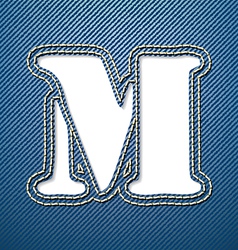 Jeans alphabet Denim letter M Royalty Free Vector Image