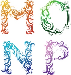 Tribal tattoo letters Royalty Free Vector Image