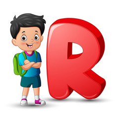 Cartoon colorful alphabet set with happy children Vector Image