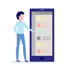 Man using smartphone technology character Vector Image