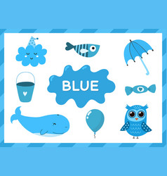 Blue color set flashcard Royalty Free Vector Image