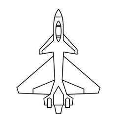 Jet fighter plane icon outline style Royalty Free Vector