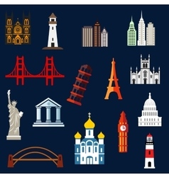World landmarks eiffel tower statue of liberty Vector Image