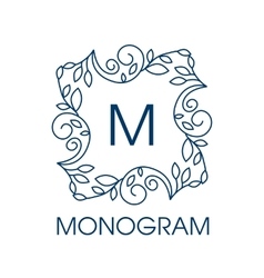 Monogram design floral outline frame or Royalty Free Vector