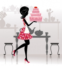 Woman with cake Royalty Free Vector Image - VectorStock