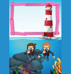 Border design with sea animals Royalty Free Vector Image