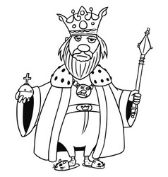 Fat king cartoon coloring page Royalty Free Vector Image