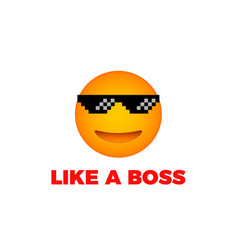 Smiling emoticon with sunglasses Royalty Free Vector Image