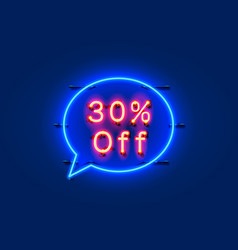 Neon chat frame 15 off text banner night sign Vector Image