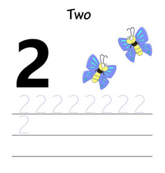 Numbers tracing worksheet for preschool and Vector Image