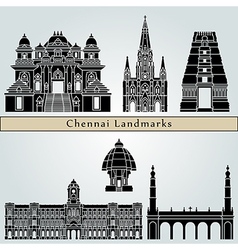 Chennai skyline in red Royalty Free Vector Image