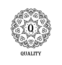 Monogram design floral outline frame or Royalty Free Vector