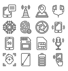 Mobile device components icon set Royalty Free Vector Image