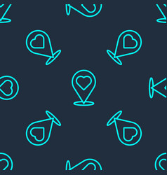 Green line map pointer with heart icon isolated Vector Image