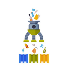 Waste sorting orange trash can with sorted Vector Image